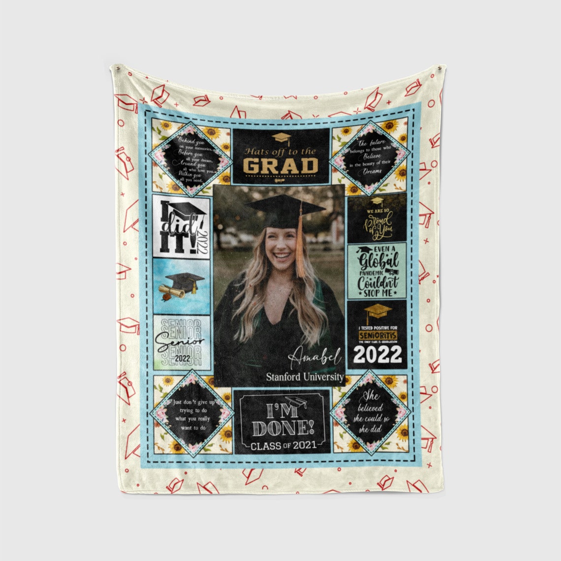 Custom Photo Graduation Blanket Personalized Hats off the - Etsy