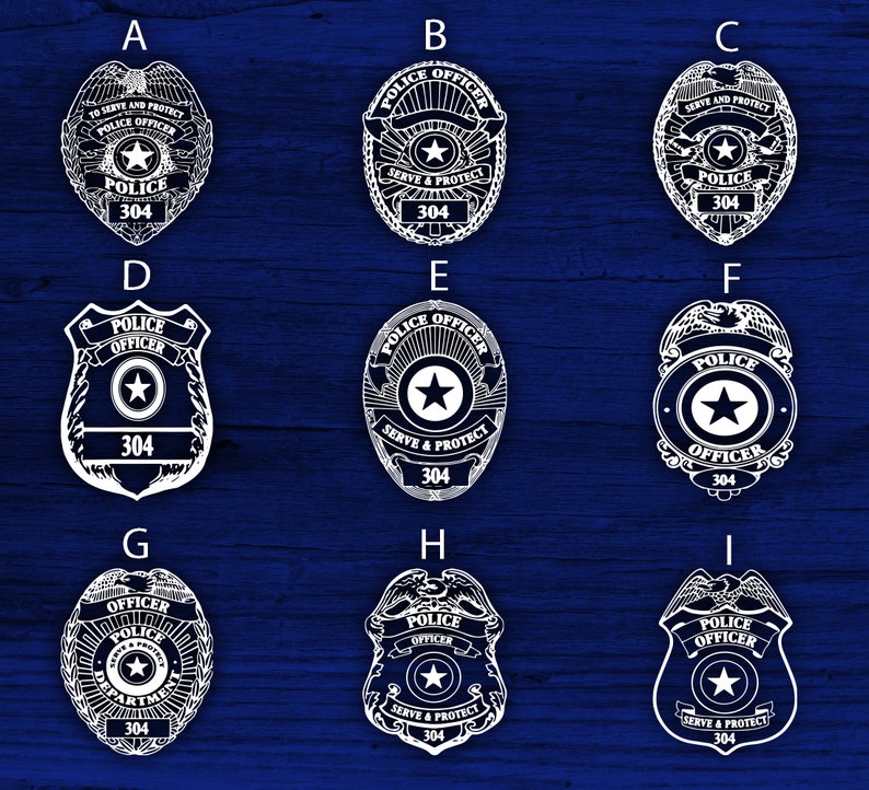 Custom Name Logo Number Badge Police Officer,personalized Thin Line ...