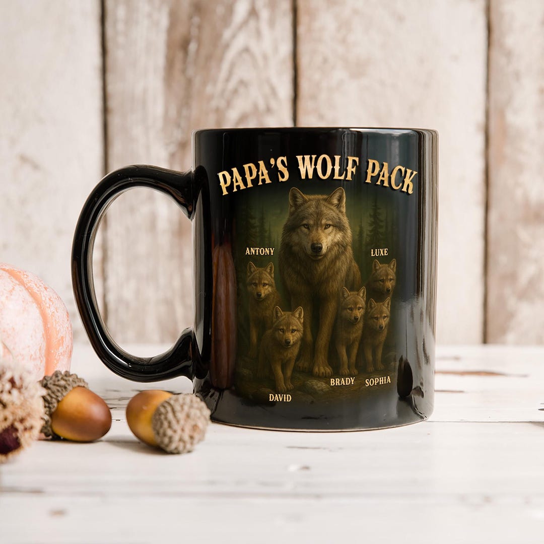 Custom Papa Wolf Pack, Fathers Day Gifts, Wolf Papa Gifts From Daughter ...