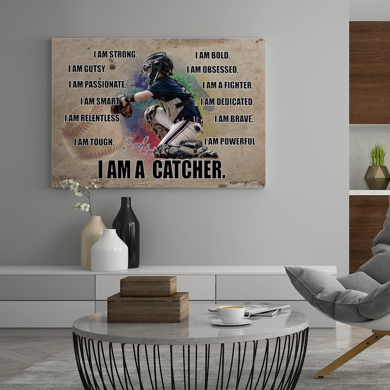 Custom Baseball Player Catcher, Pitcher, Batter Poster, Personalized I ...
