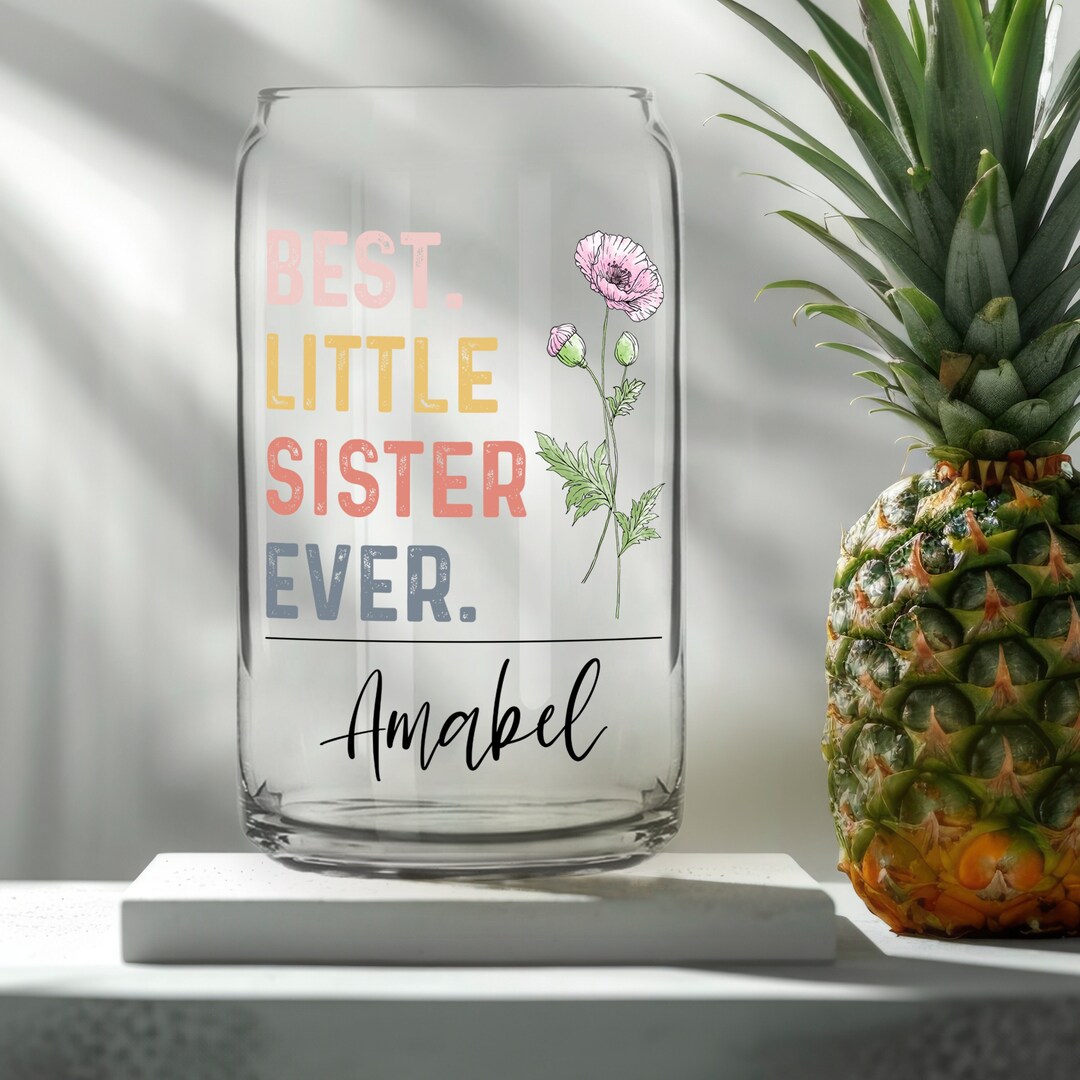 Sister Gifts, Best Little Sister Ever Glass Water Bottles, Sisters ...