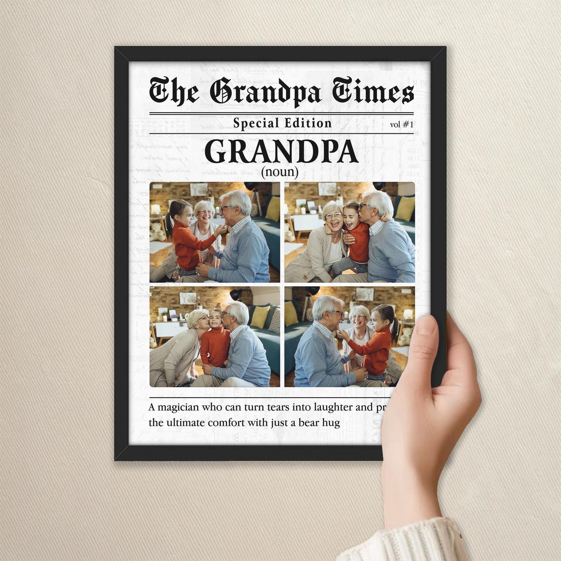 Personalized Grandpa Photo Frame: Sentimental Wall Art Gift - Etsy