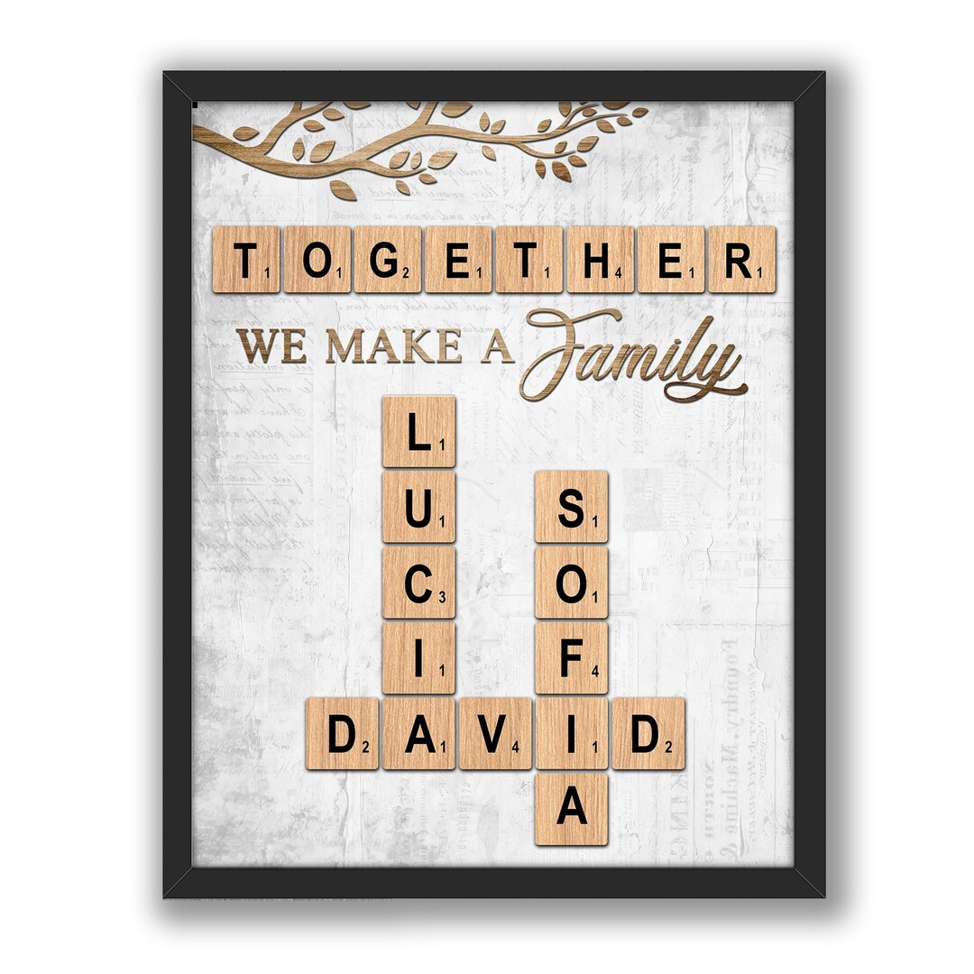 Family Gifts, We Make A Family, Family Crossword Art, Custom Scrabble ...