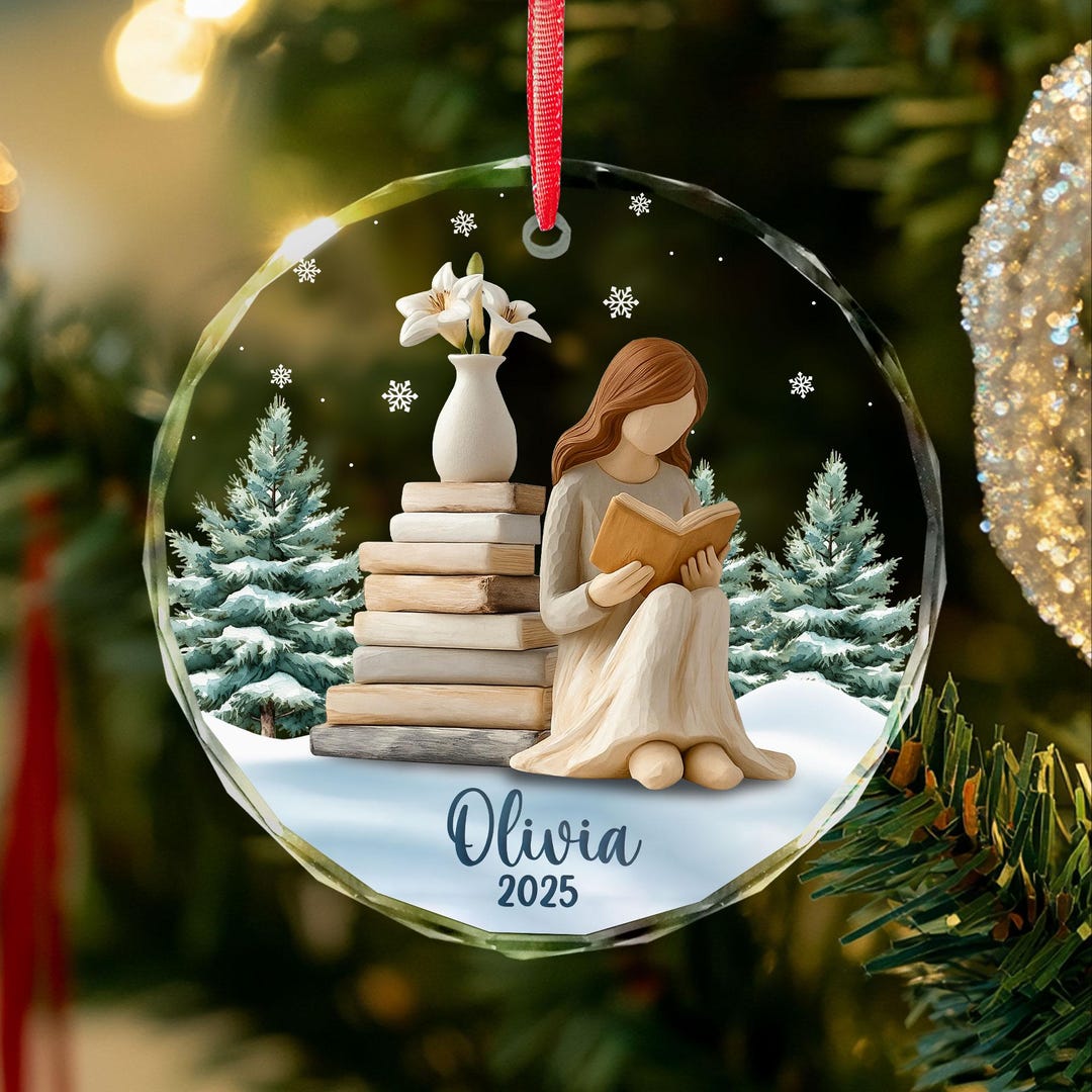 Book Lover Ornament, Custom Girl Reading Ornament, Just a Girl Who ...