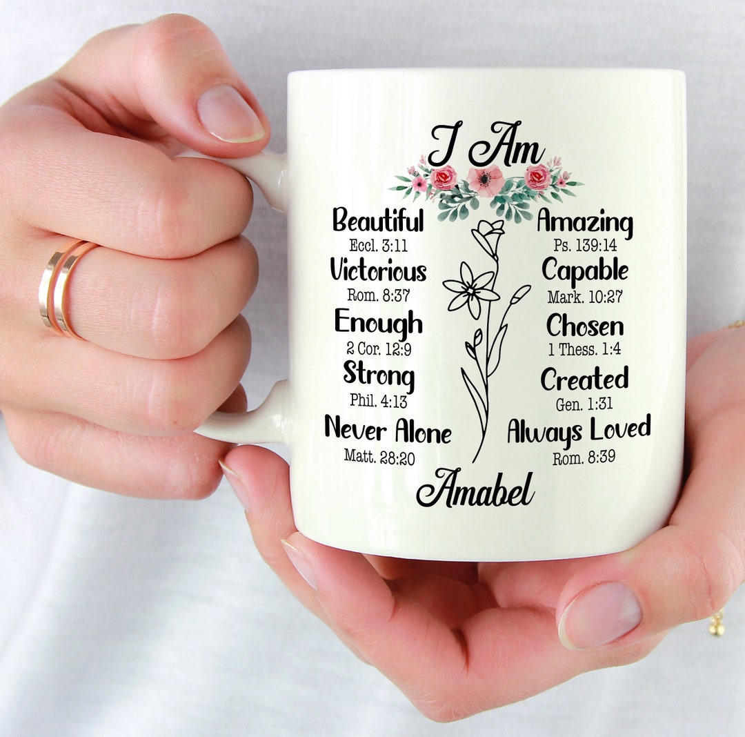 Custom Mug, I Am Mug, Bible Verse Coffee Mug, Christian Inspiration ...