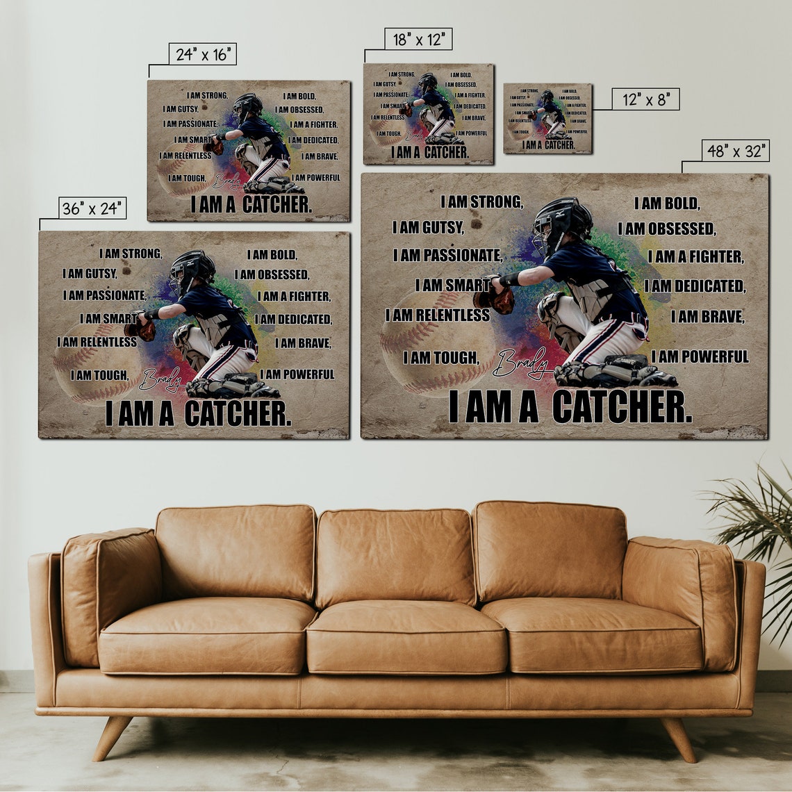 Custom Baseball Player Catcher Pitcher Batter Poster - Etsy