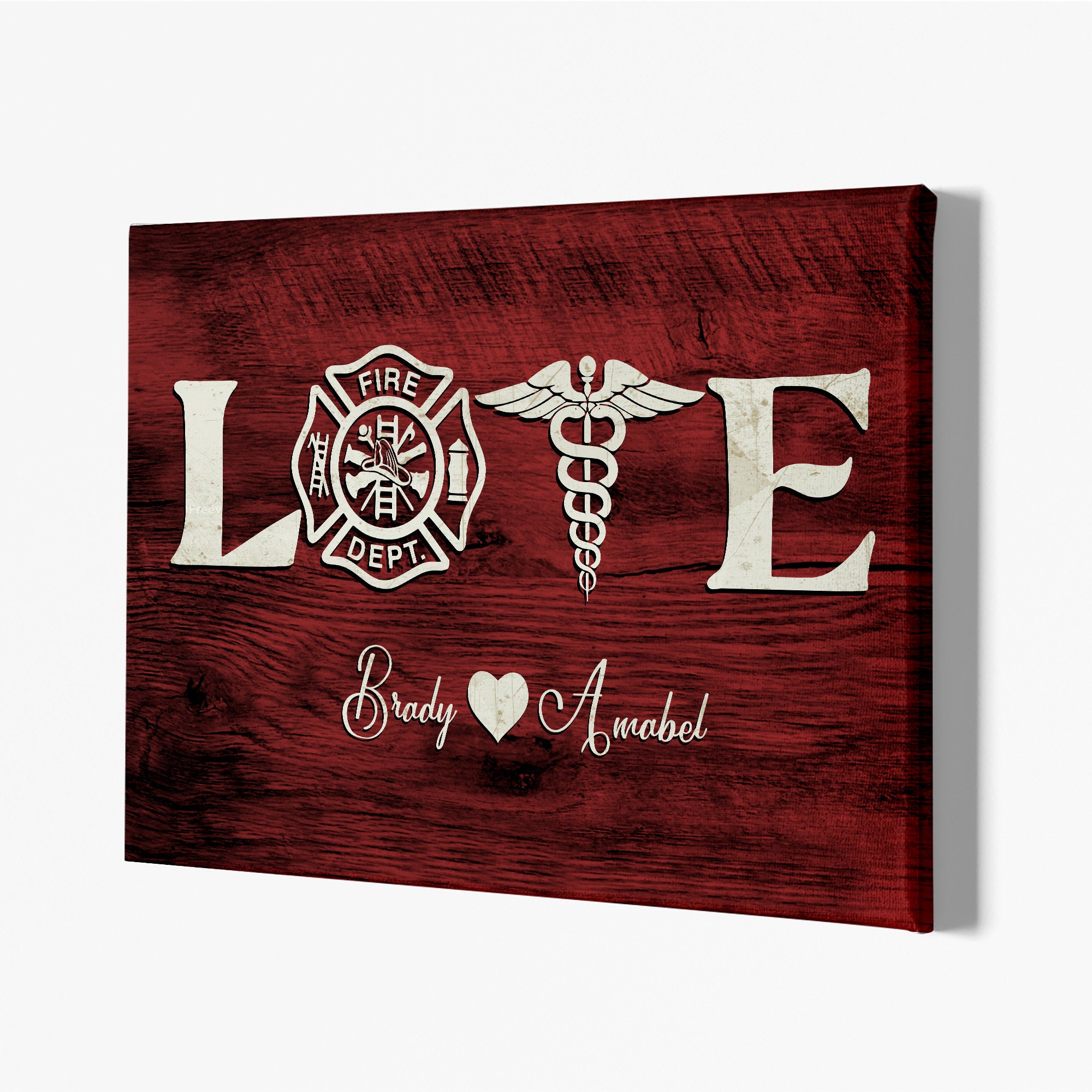 Personalized Firefighter and Nurse Love Canvas Print, Couple Canvas ...