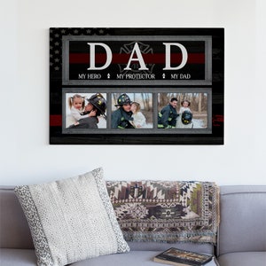 Personalized Gift Firefighter Poster for Dad, Custom My Hero My ...