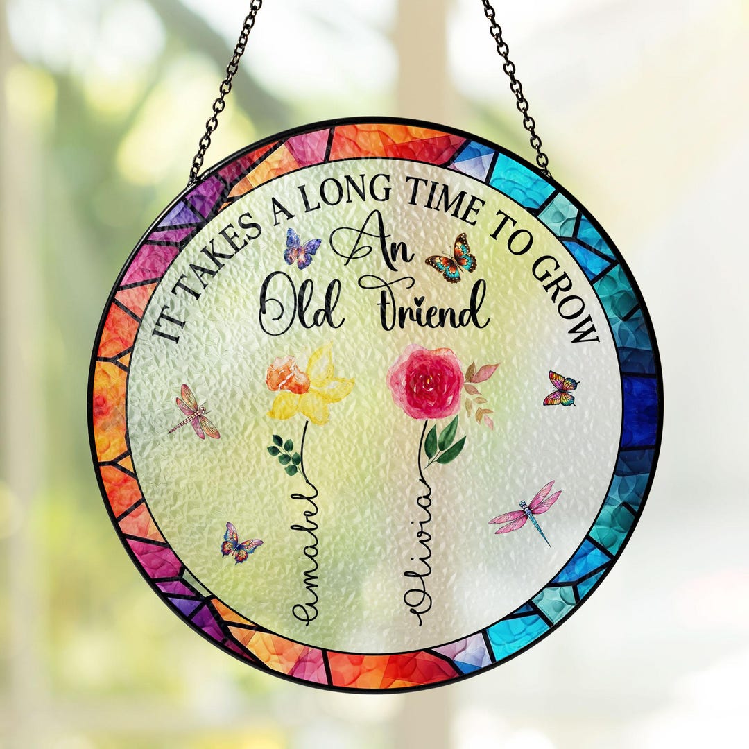 Best Friend Stained Glass Suncatcher, It Takes A Long Time to Grow an ...