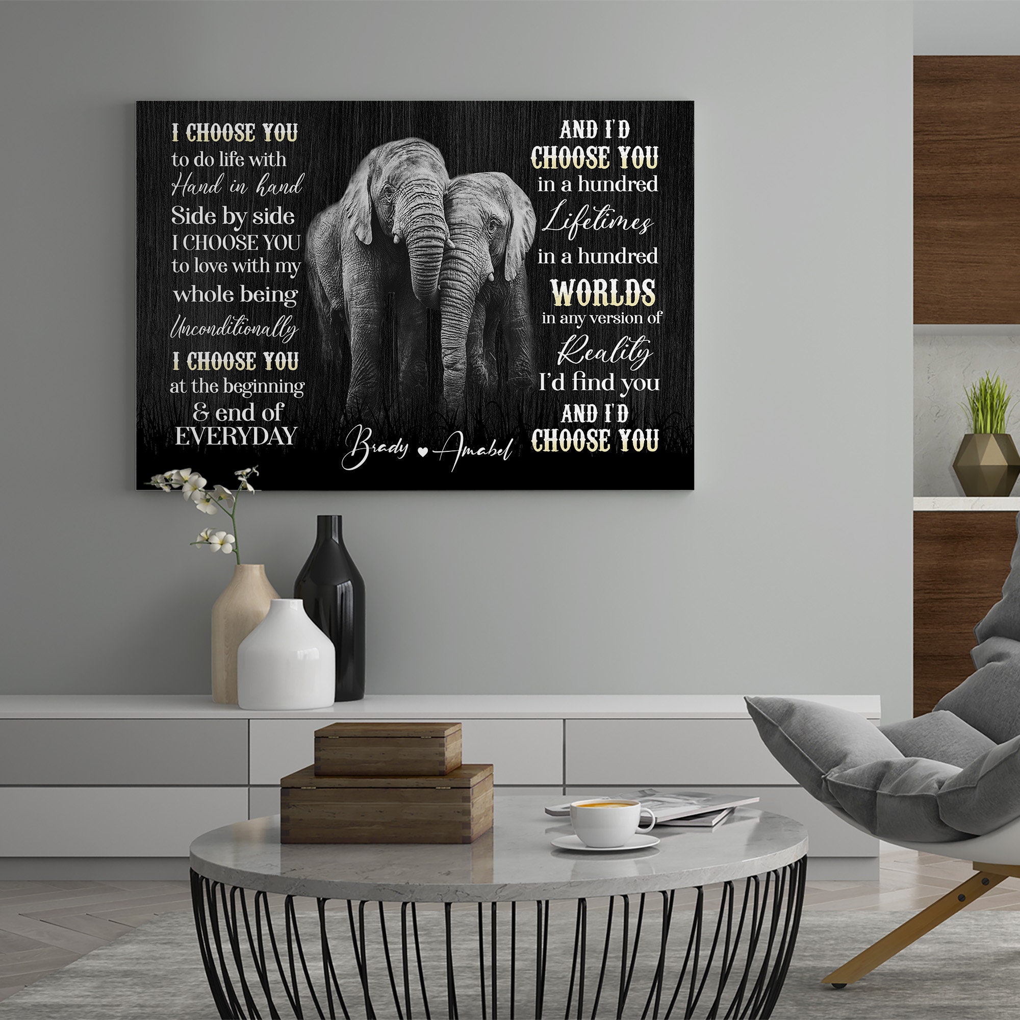 Custom Elephant Couple Poster Personalized I Choose You to Do - Etsy