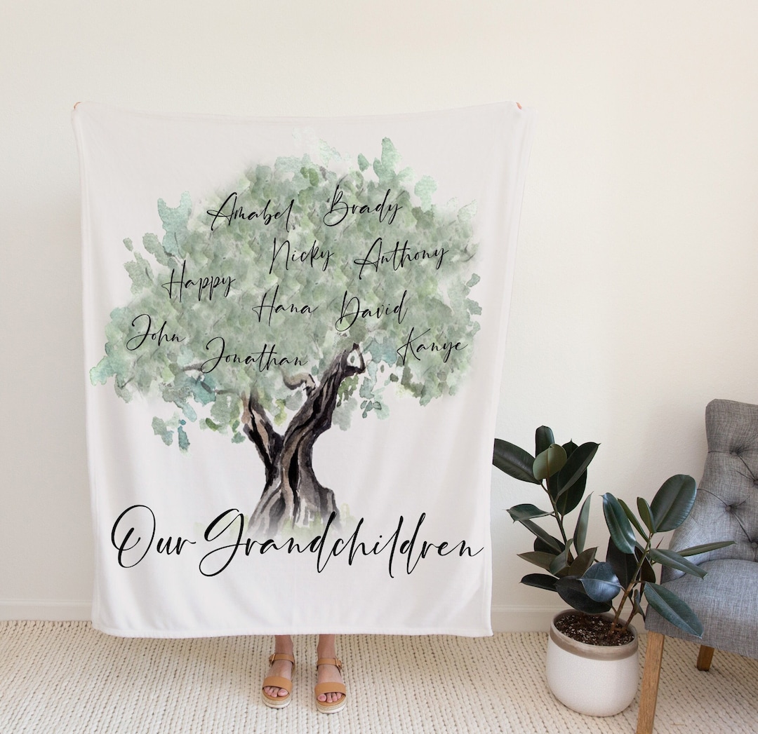 Personalized Family Tree Blanket, Custom Our Grandchildren Blanket ...