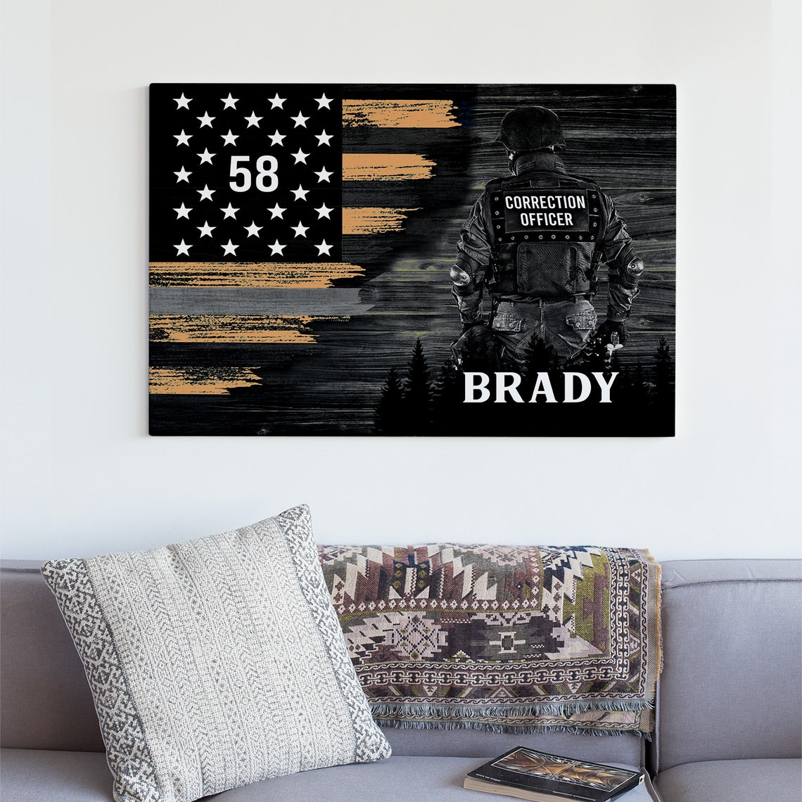 Half Flag Correctional Officer Badge Personalized Canvas - Etsy