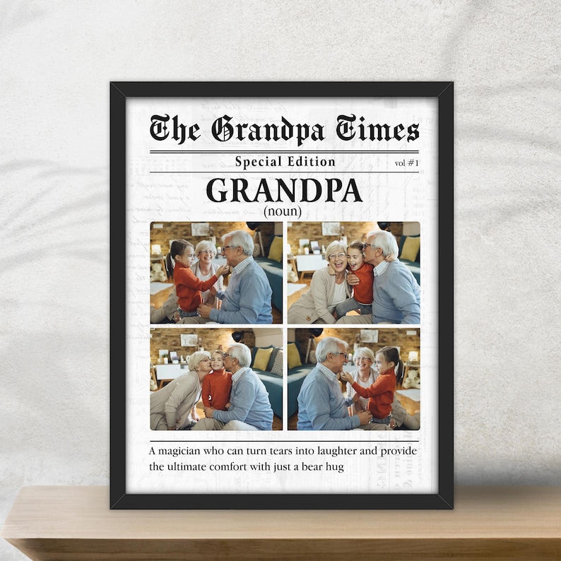 Personalized Grandpa Photo Frame: Sentimental Wall Art Gift - Etsy
