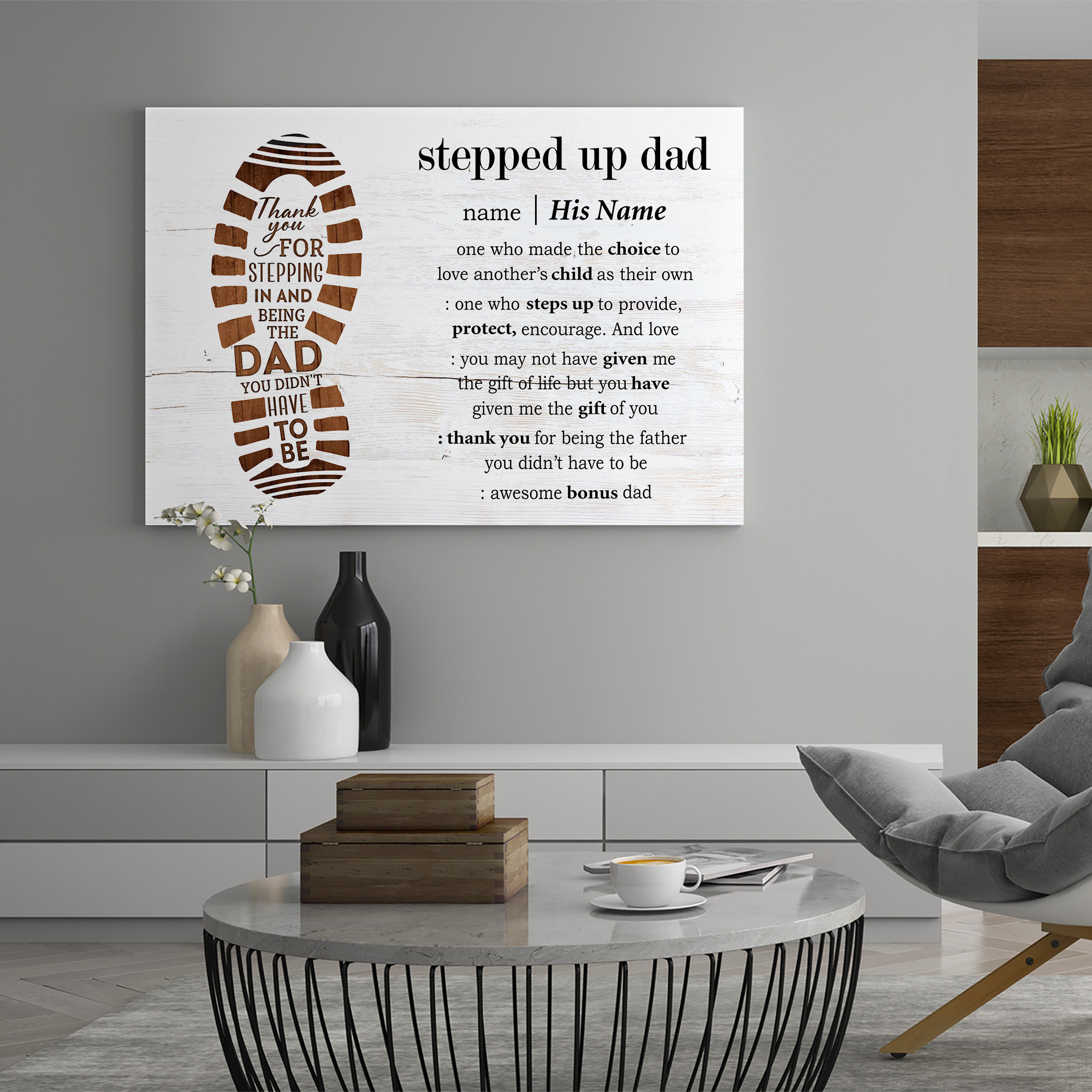 Custom Stepped up Dad Poster, Personalized Canvas Gift for Father, Dad ...
