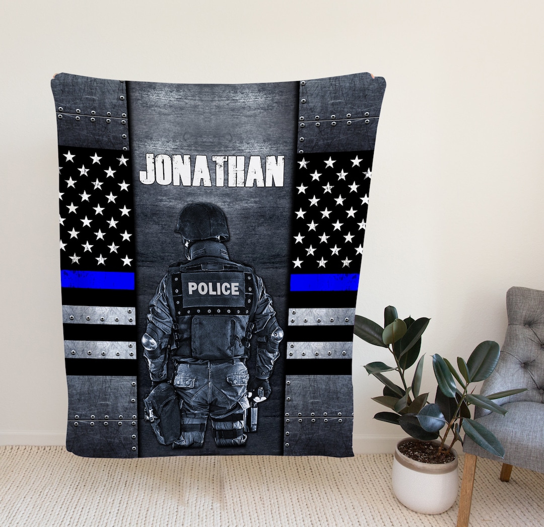 Personalized Gift, Police Officer Blanket, Custom Thin Blue Line Flag ...