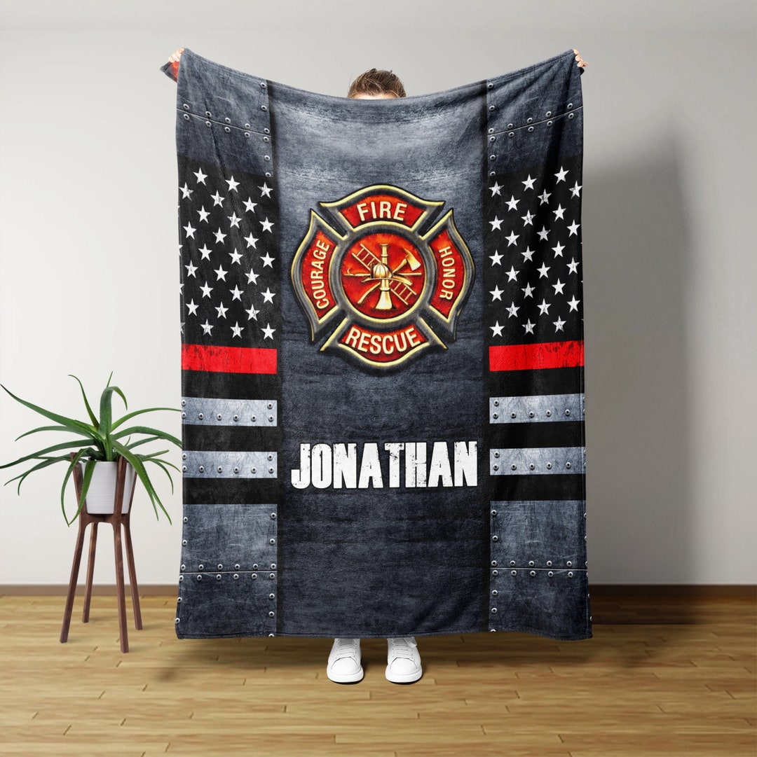 Custom Firefighter Blanket, Firefighter Gifts, Firefighter Blanket ...