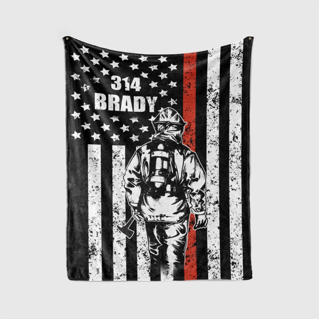 Custom Firefighter Blanket, Personalized Red Thin Line Blanket , Custom ...