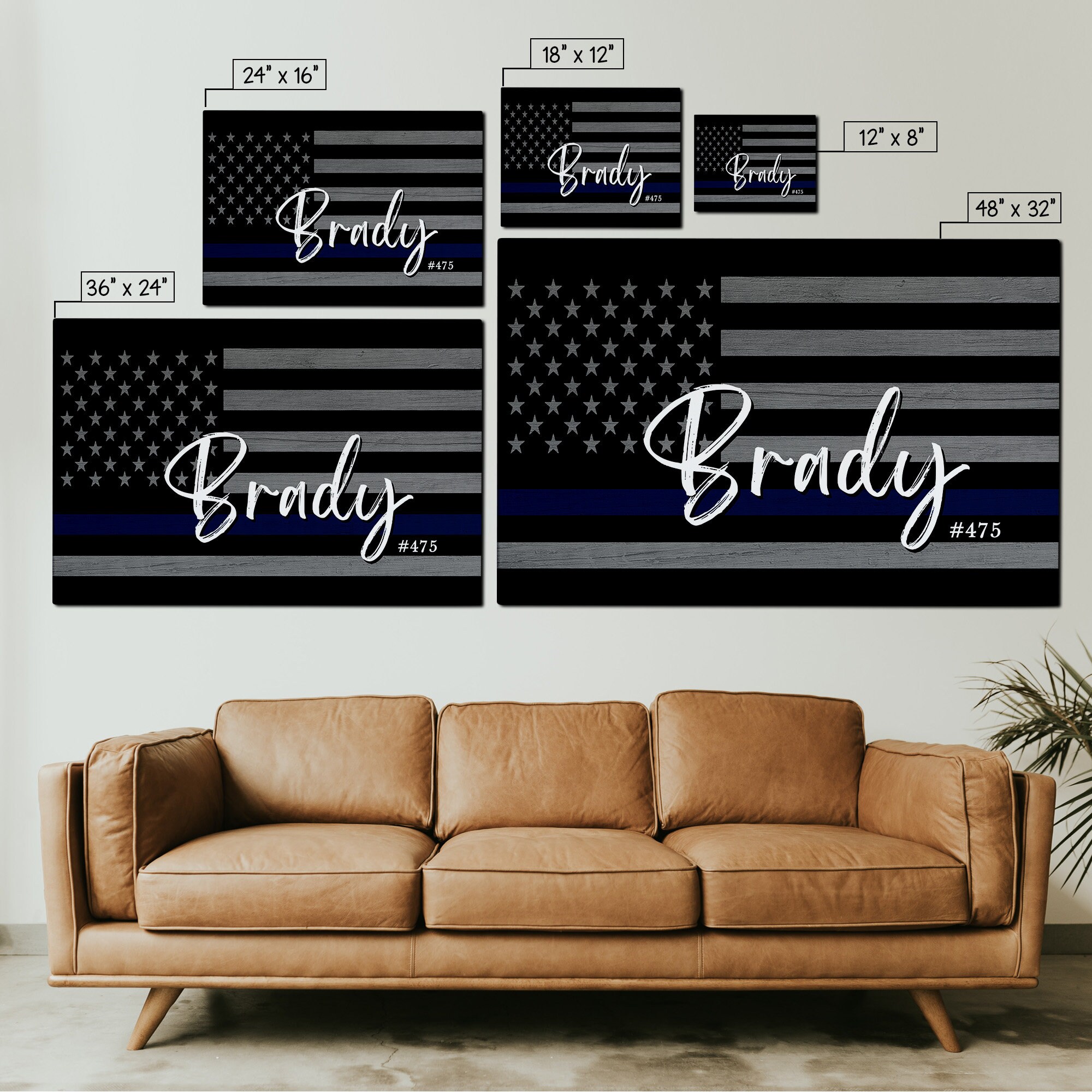 Custom Police Officer Canvas Wall Art Personalized Thin Blue - Etsy