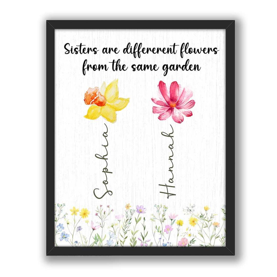 Sister Gifts, Sisters Are Different Flowers Canvas Wall Art, Gifts From ...