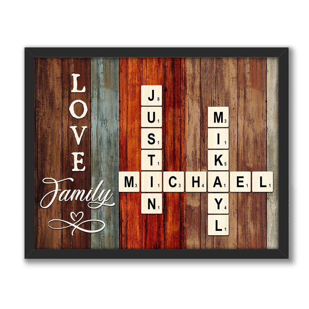 Family Gifts, Family Poster, Family Crossword Art, Custom Scrabble ...