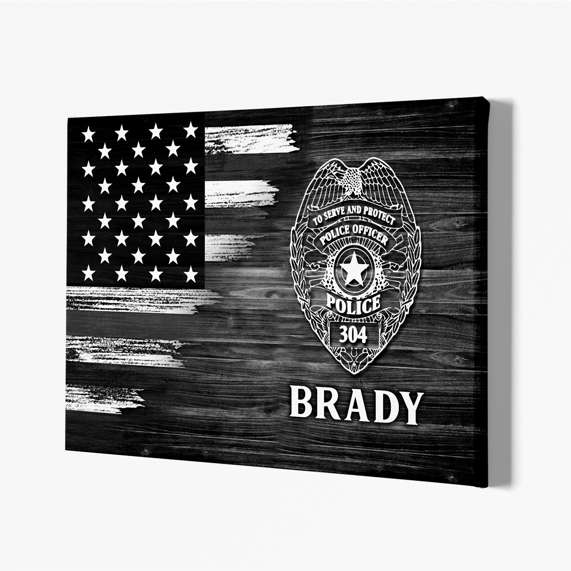 Half Flag Correctional Officer Badge Personalized Canvas, Custom Thin ...