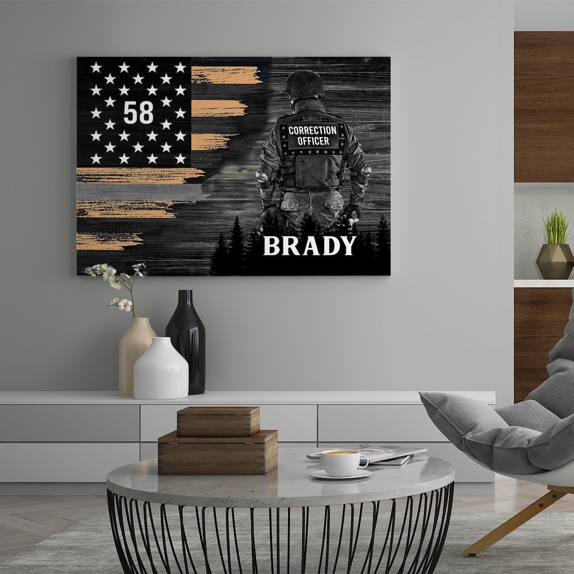 Half Flag Correctional Officer Badge Personalized Canvas - Etsy