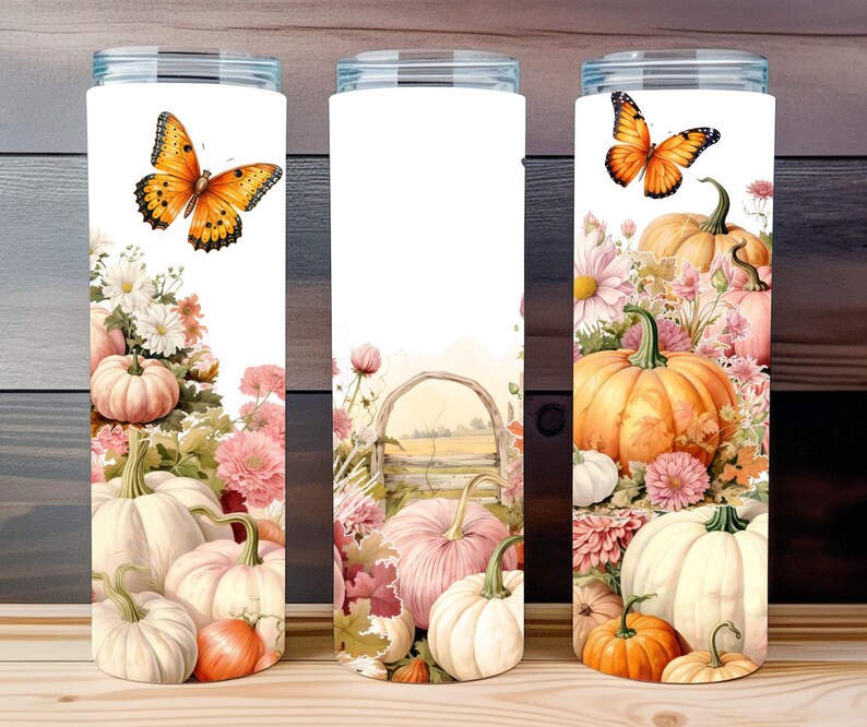 Fall Tumbler Wrap, 20oz Skinny Sublimation Tumbler Design, Pastel ...