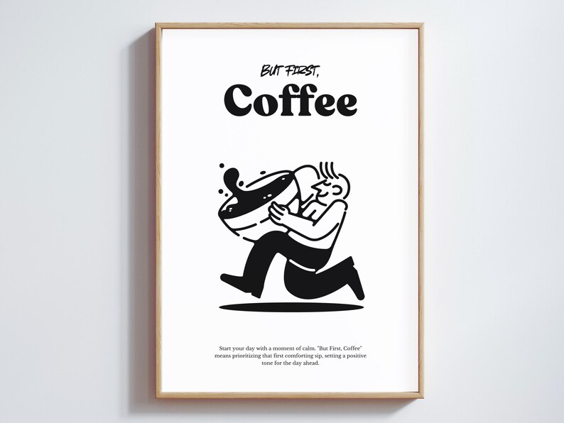 But First, Coffee Poster Printable Wall Art Coffee Lover Gift Kitchen ...