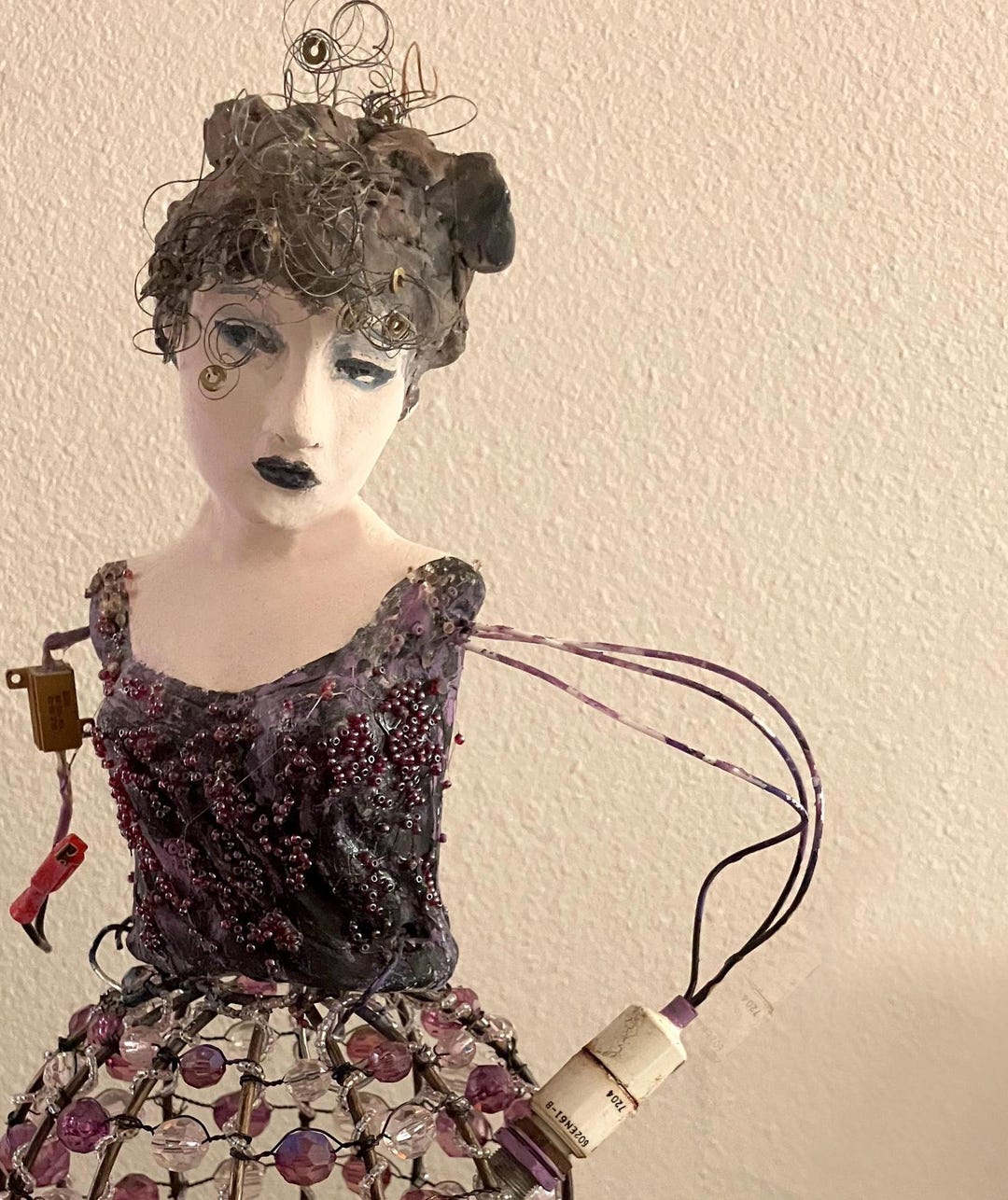 So Very Fashion Forward , Ceramic Figure With Found Objects, Beading ...