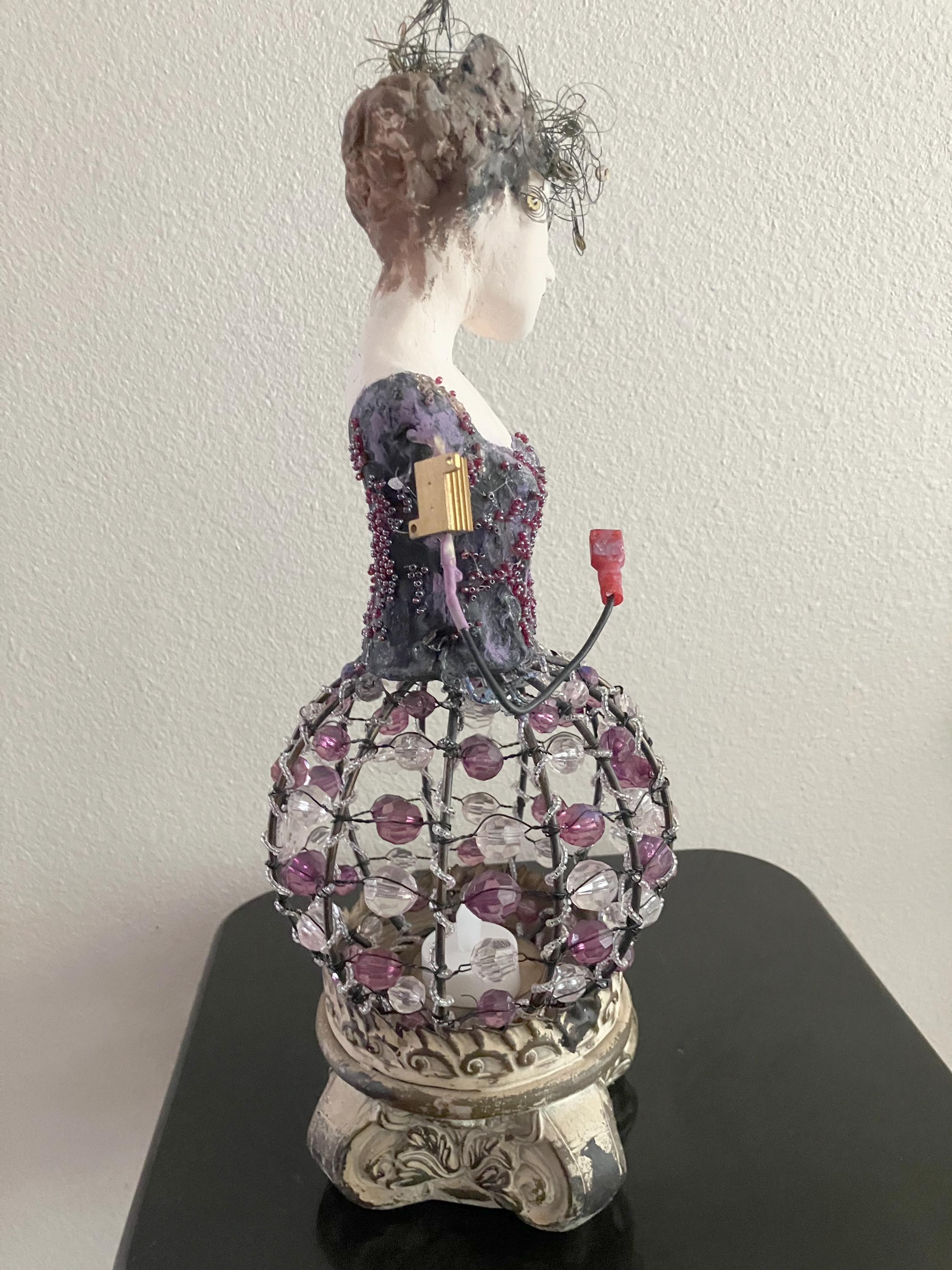 So Very Fashion Forward , Ceramic Figure With Found Objects, Beading ...