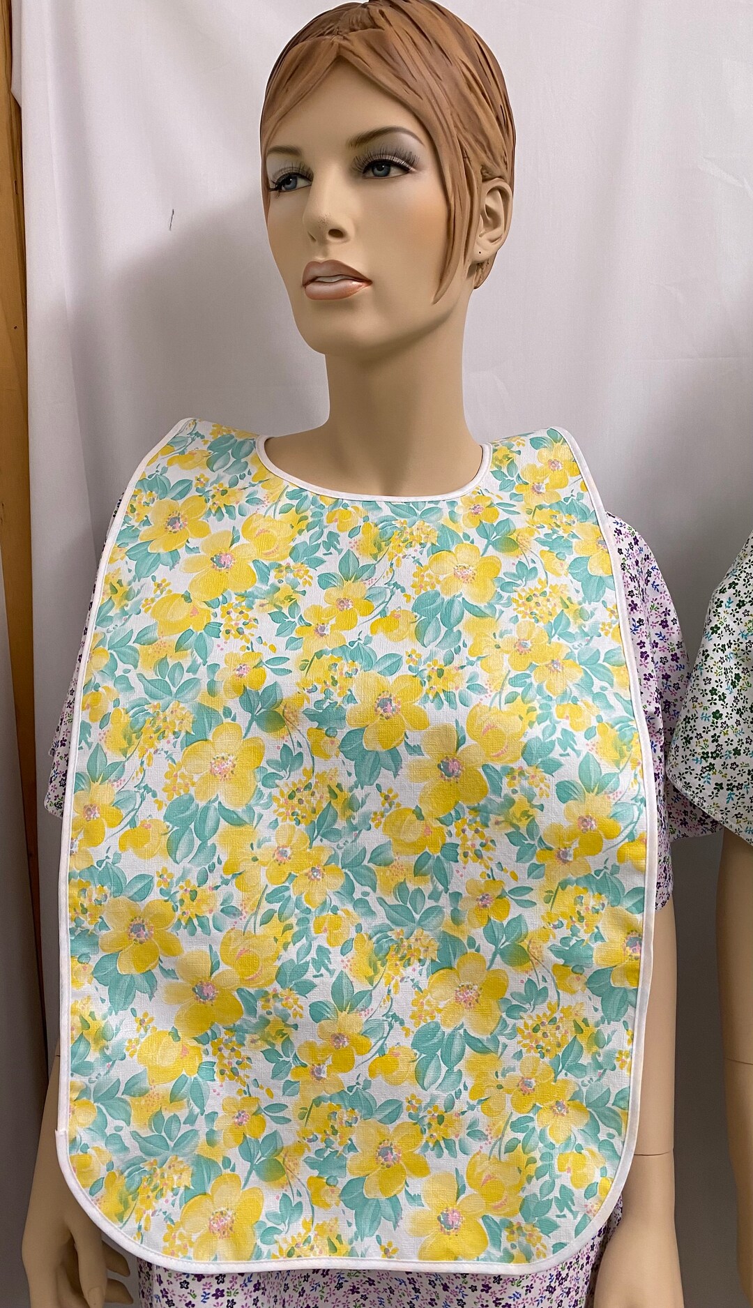 Adult Bibs / Clothes Protector - Handmade / Floral Print / Vinyl Front ...