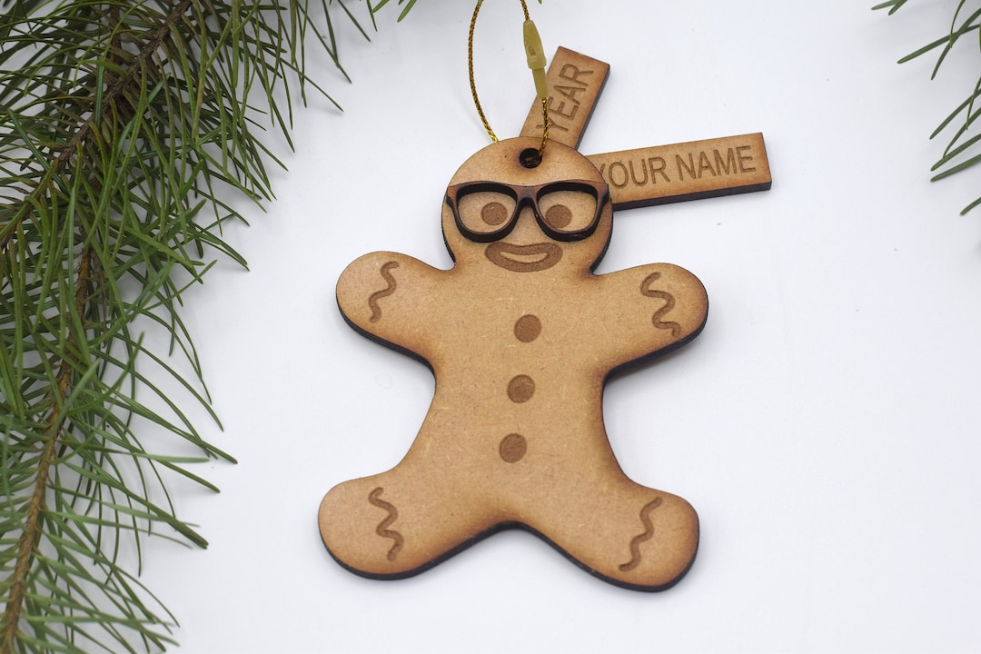 Wood Glasses Gingerbread Man Christmas Ornament Eye Glasses Ornament ...