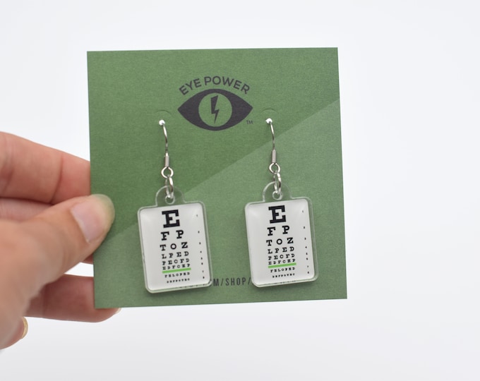New Eye Chart Earrings, Snellen Eye Chart Jewelry, Optometry Earrings ...