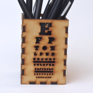 Wood Snellen Eye Chart Pen Holder, Optometry Pen Holder, Optometry Gift ...