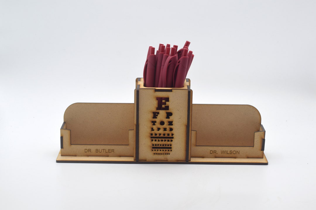 Wood Eye Chart Business Card Double Holder Optometry Card Holder Eye ...