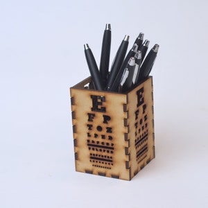 Wood Snellen Eye Chart Pen Holder, Optometry Pen Holder, Optometry Gift ...