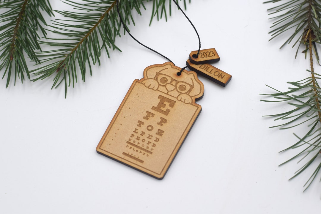 Wood Puppy Eye Chart Christmas Ornament Optometry Christmas Ornament ...