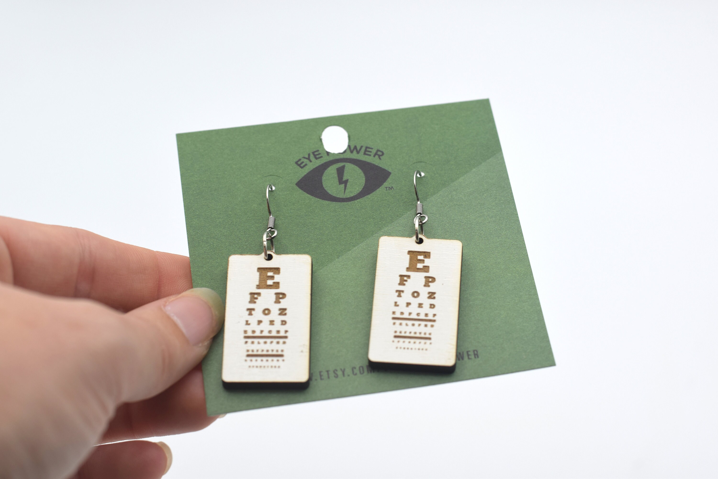 Wood Eye Chart Earrings Snellen Eye Chart Jewelry Optometry Earrings ...