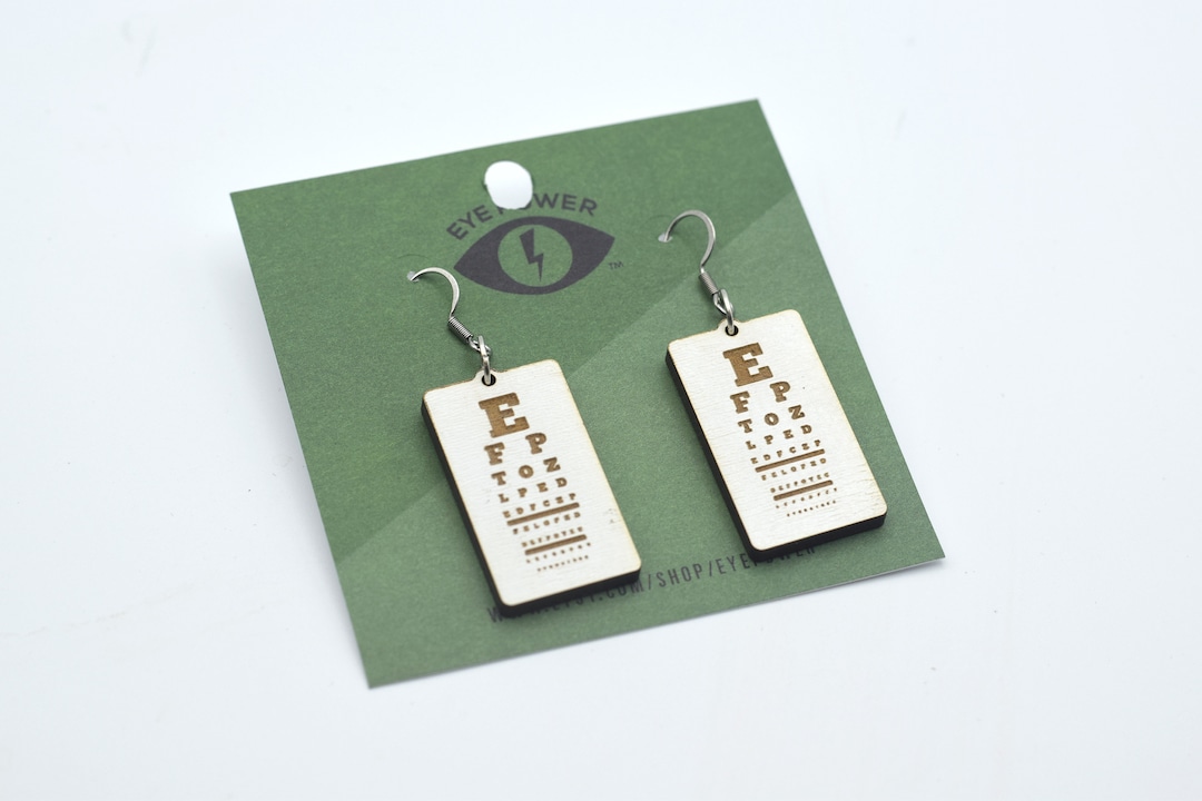 Wood Eye Chart Earrings Snellen Eye Chart Jewelry Optometry Earrings ...