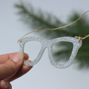 Glitter Glasses Ornament SET of 3, Glasses Christmas Ornament ...