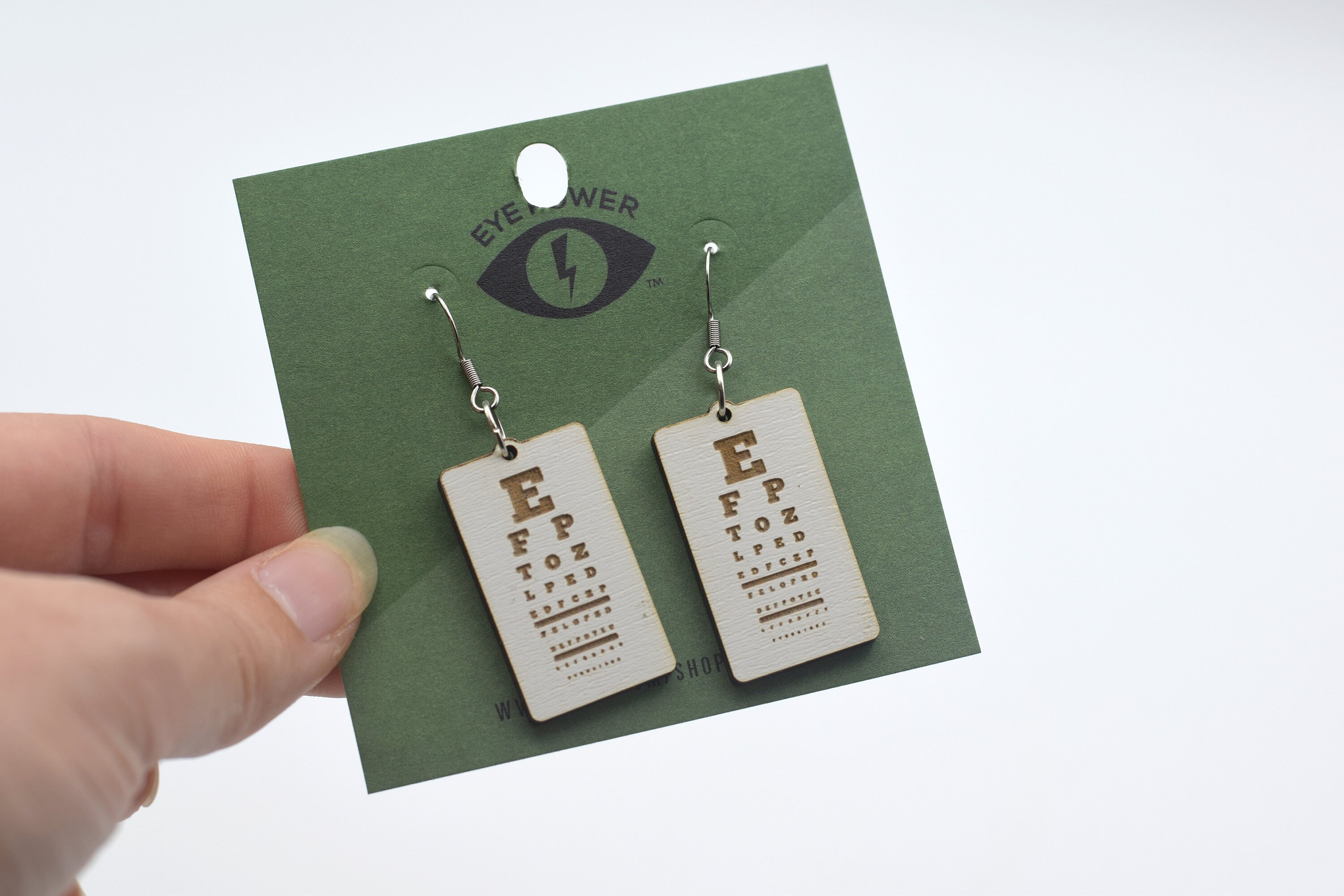 Wood Eye Chart Earrings Snellen Eye Chart Jewelry Optometry Earrings ...