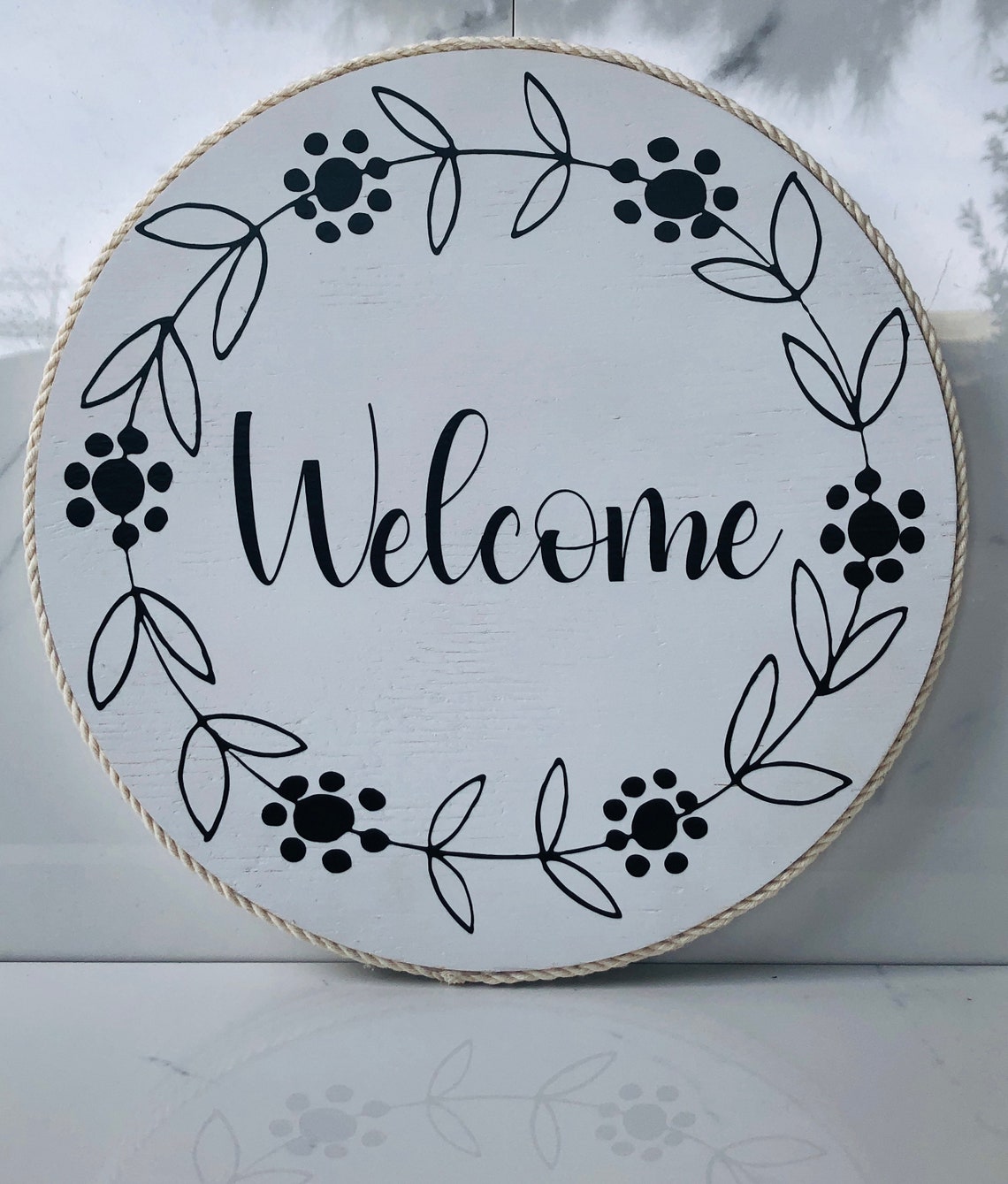 12 Welcome Sign Round Door Hanger Round Wood Sign | Etsy