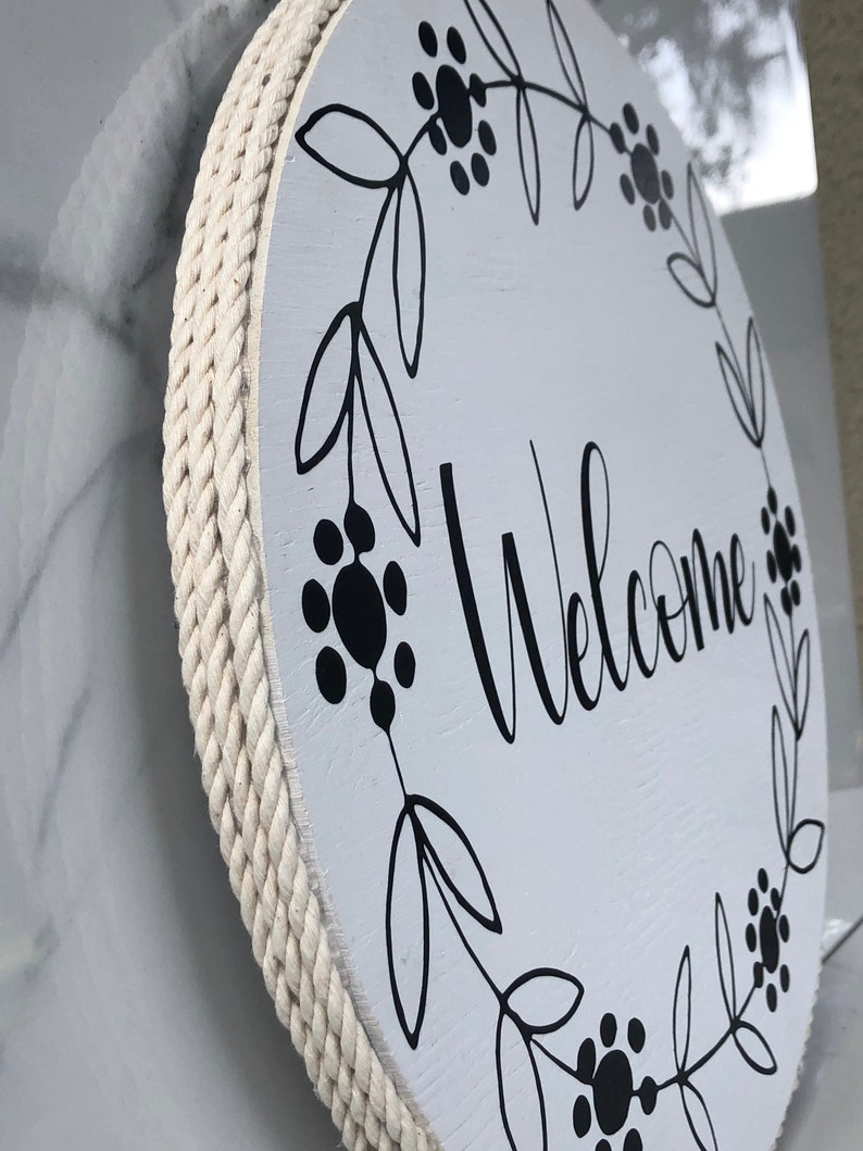 12 Welcome Sign Round Door Hanger Round Wood Sign - Etsy