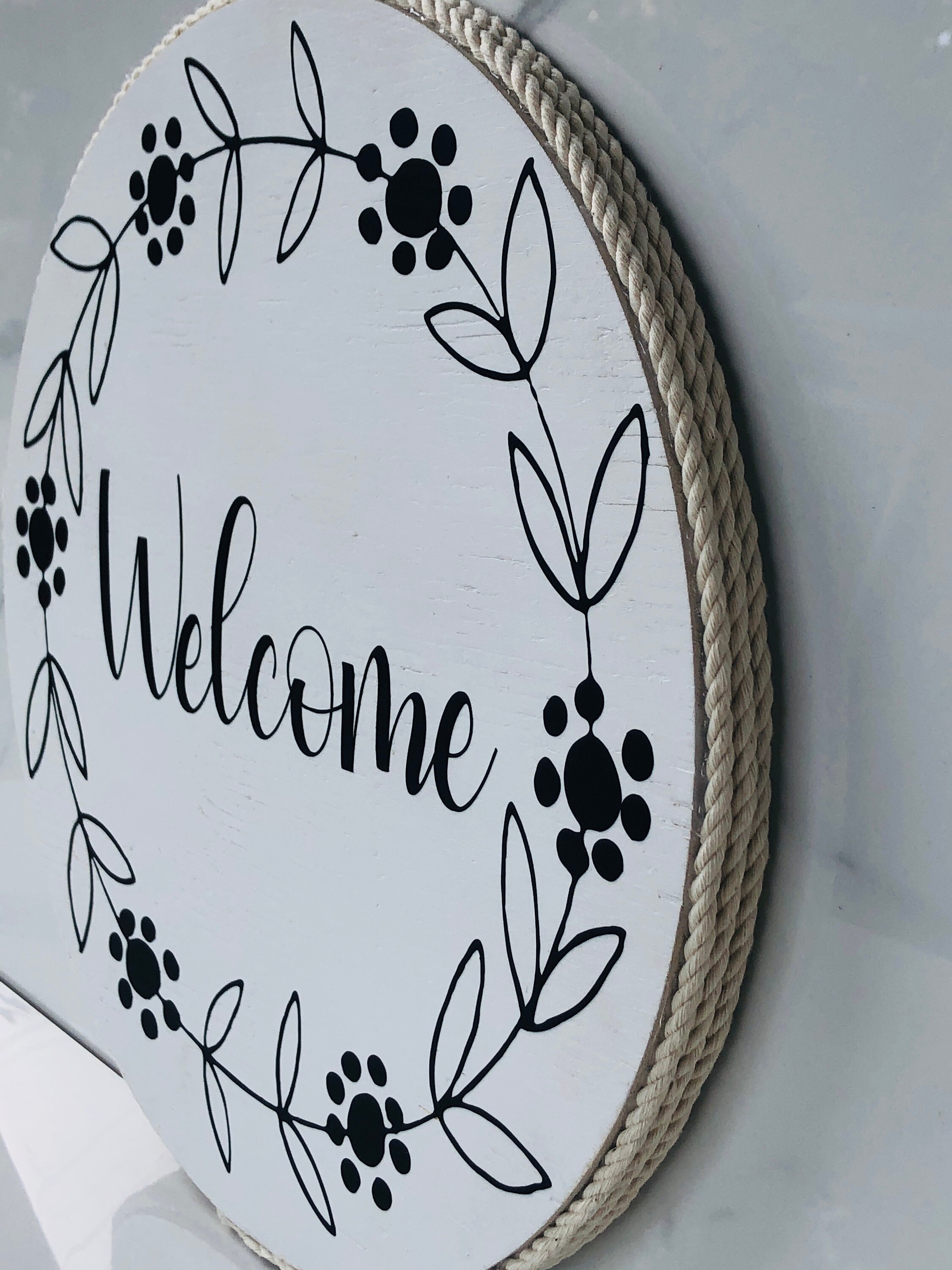 12 Welcome Sign Round Door Hanger Round Wood Sign - Etsy