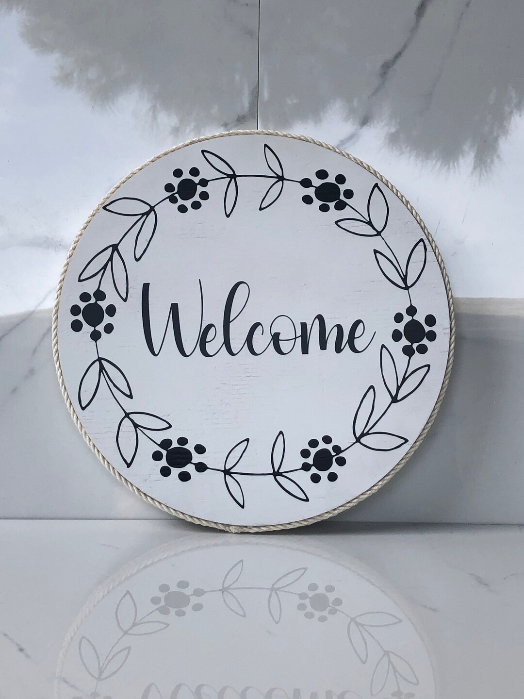 12 Welcome Sign Round Door Hanger Round Wood Sign - Etsy