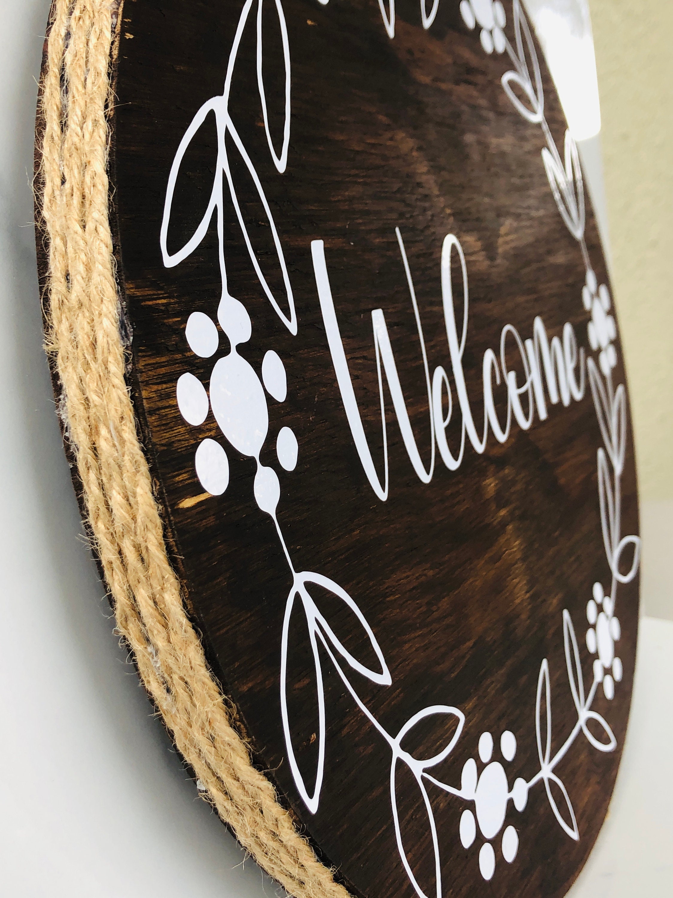 12 Welcome Sign Round Door Hanger Round Wood Sign Wreath Door/wall ...