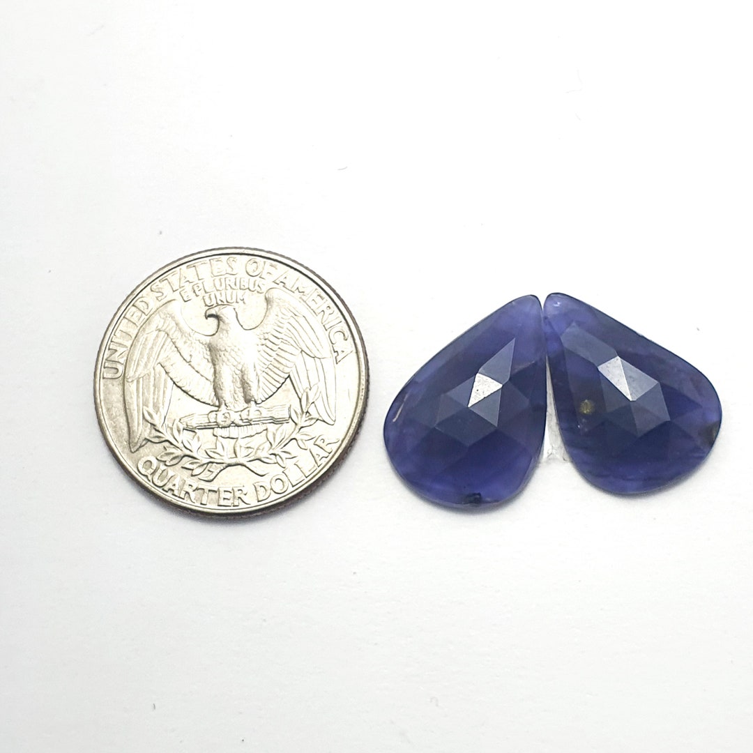 13.35 Carat Iolite Gemstone Faceted Cut Gemstone Flat Back Ross Cut ...