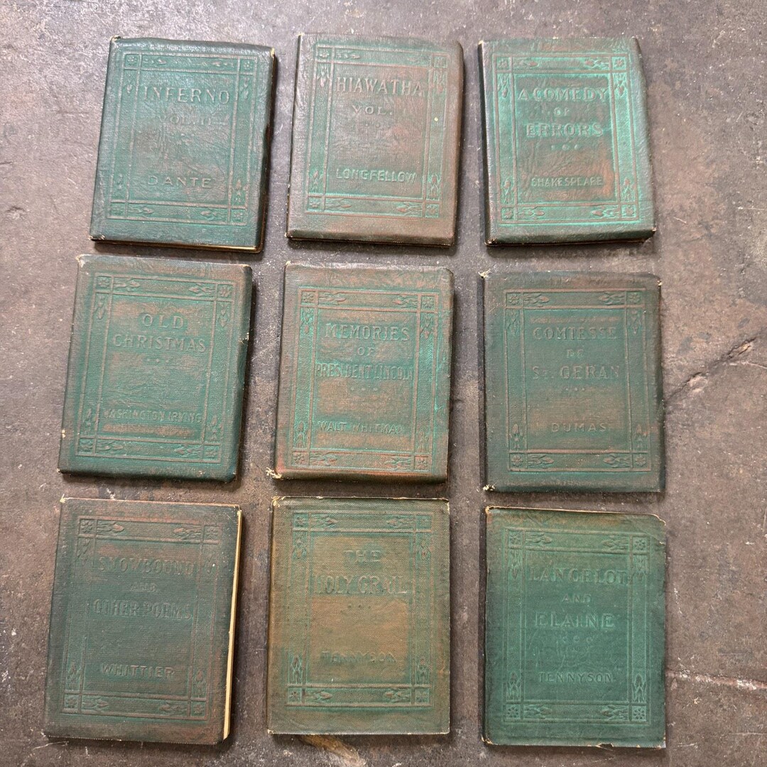 Antique Little Leather Library Mini Books Lot 9 Classics Shakespeare ...