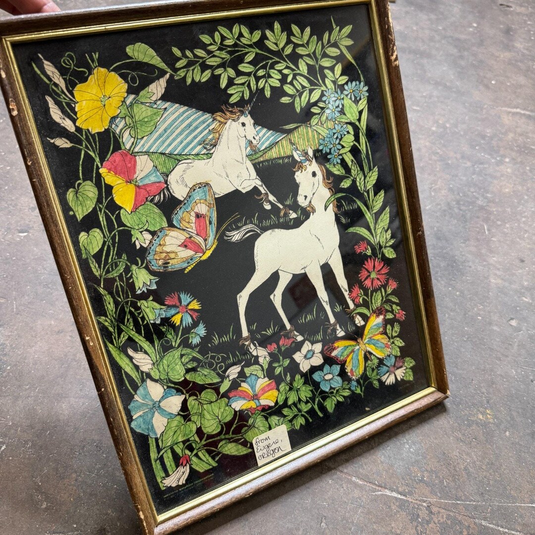 Vintage Western Graphics Corp Fuzzy Wall Unicorn Art Poster Framed 14x11 "carol" - Etsy