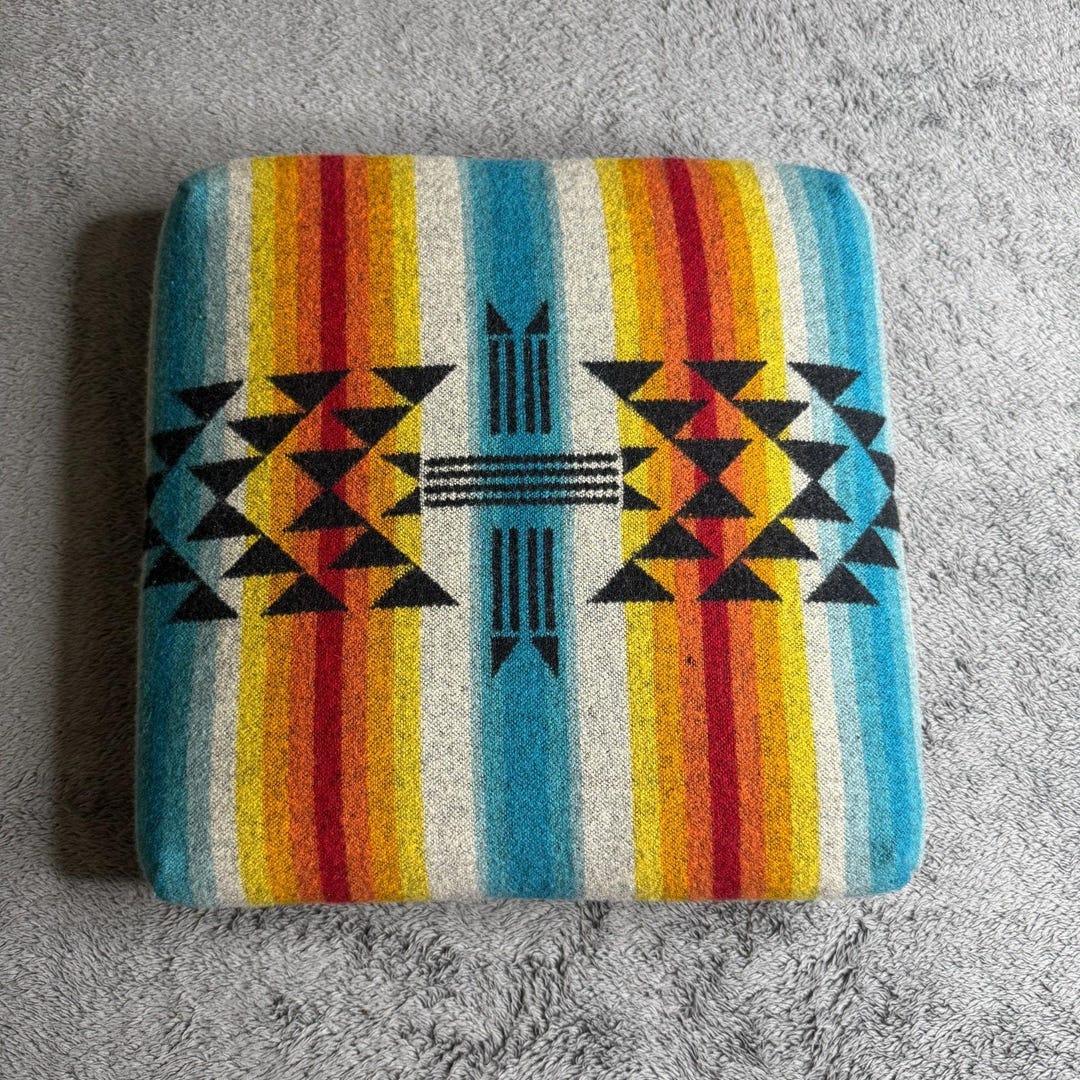 VTG Handmade Wool Upholstered Seat Cushion Pendleton Style Southwest ...